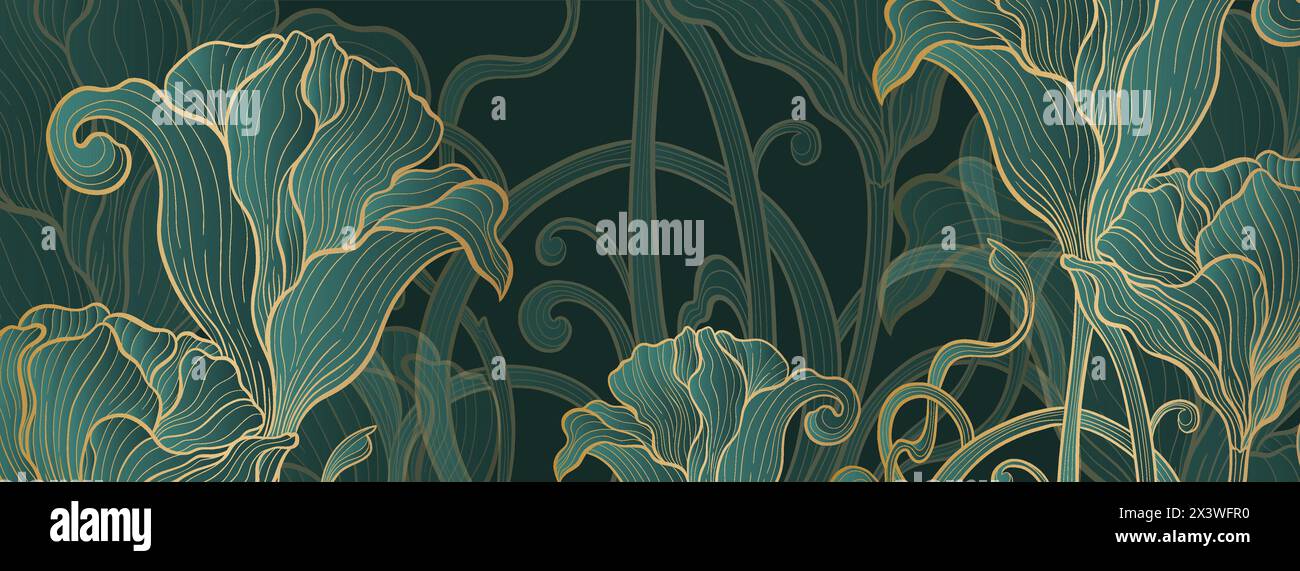 Elegant prestigious Art Deco background template with flowers. The ...