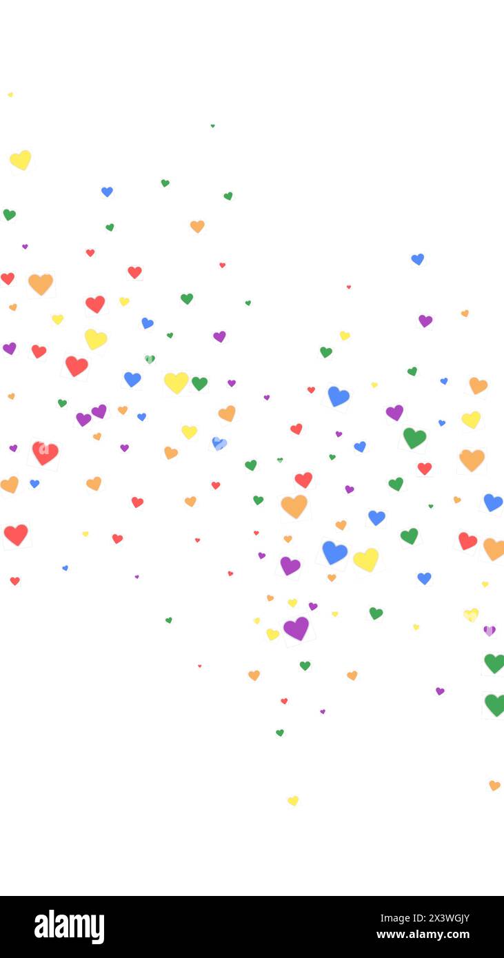 Valentine hearts, flying, falling down, floating. Rainbow colored ...