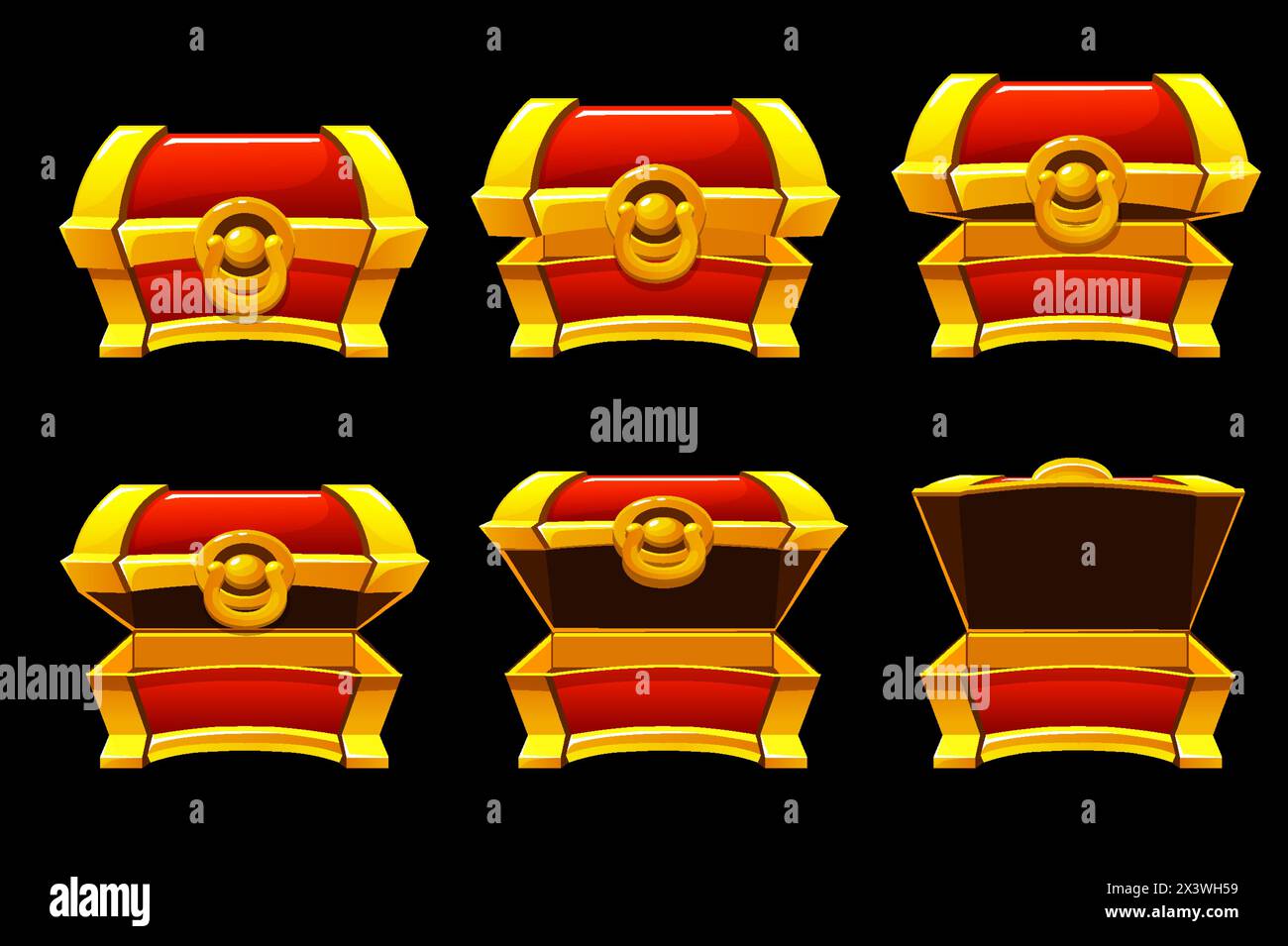 Animation antique box, step by step open and closed. Treasure chest ...