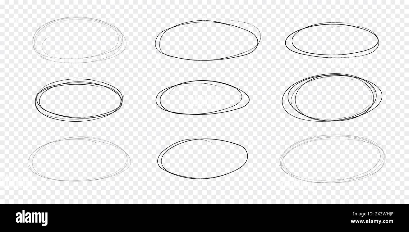 Circle scrible circular frame, fast mark, pencil line doodle frame ...