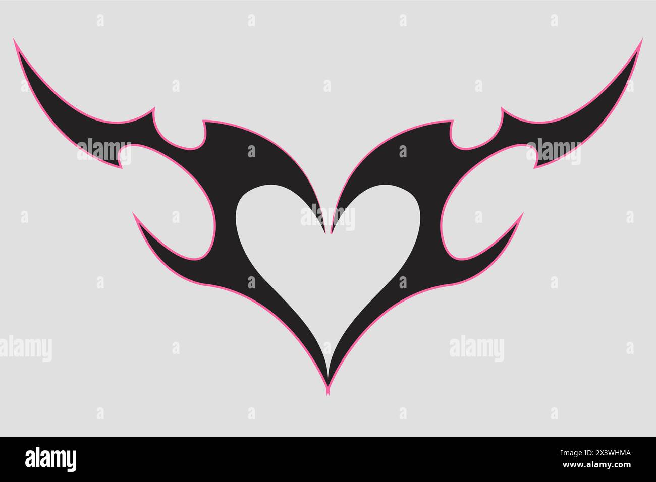 Neo tribal heart y2k aesthetic tattoo gothic cover, fire or wings ...