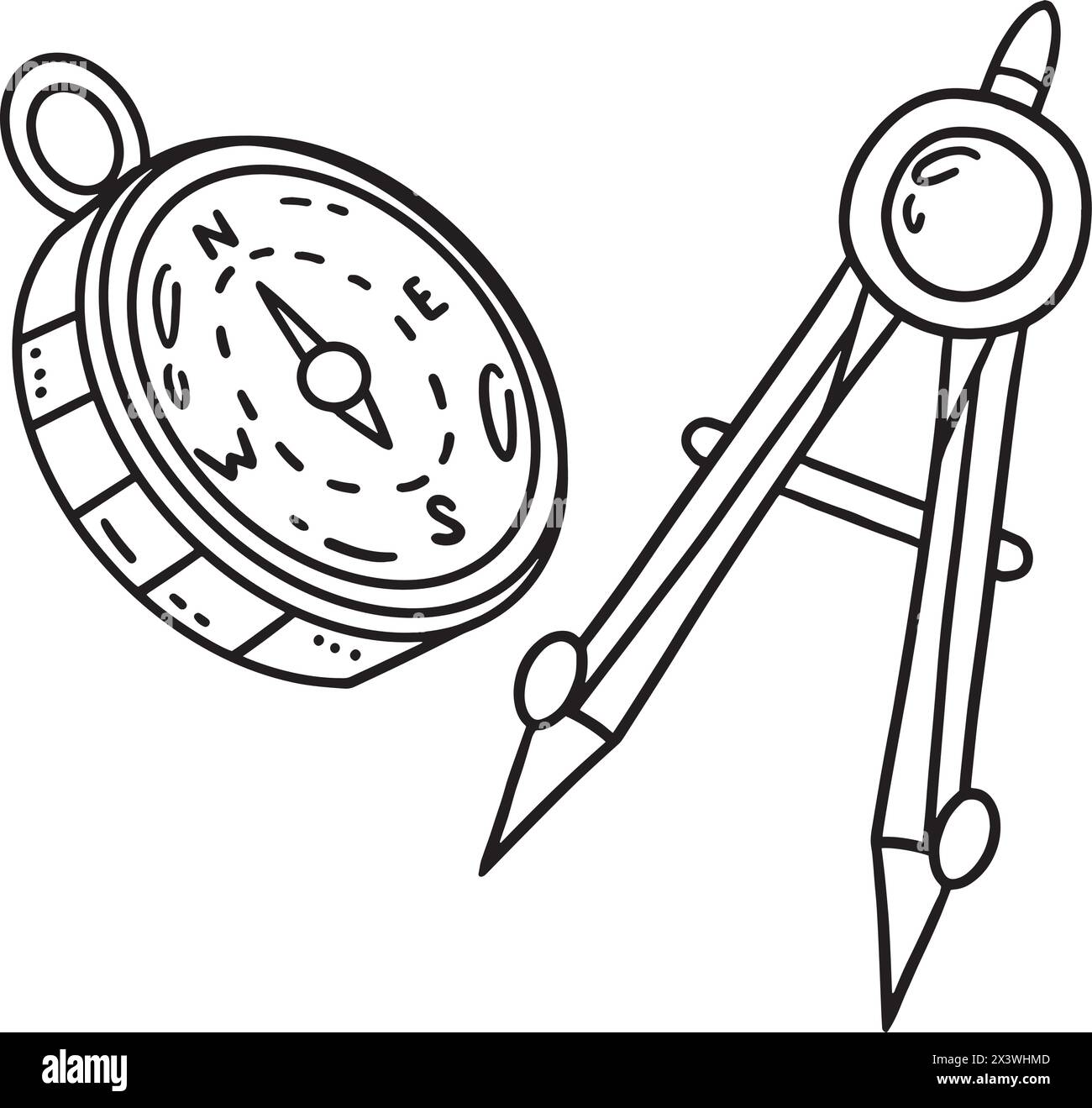 Compass Isolated Coloring Page for Kids Stock Vector Image & Art - Alamy