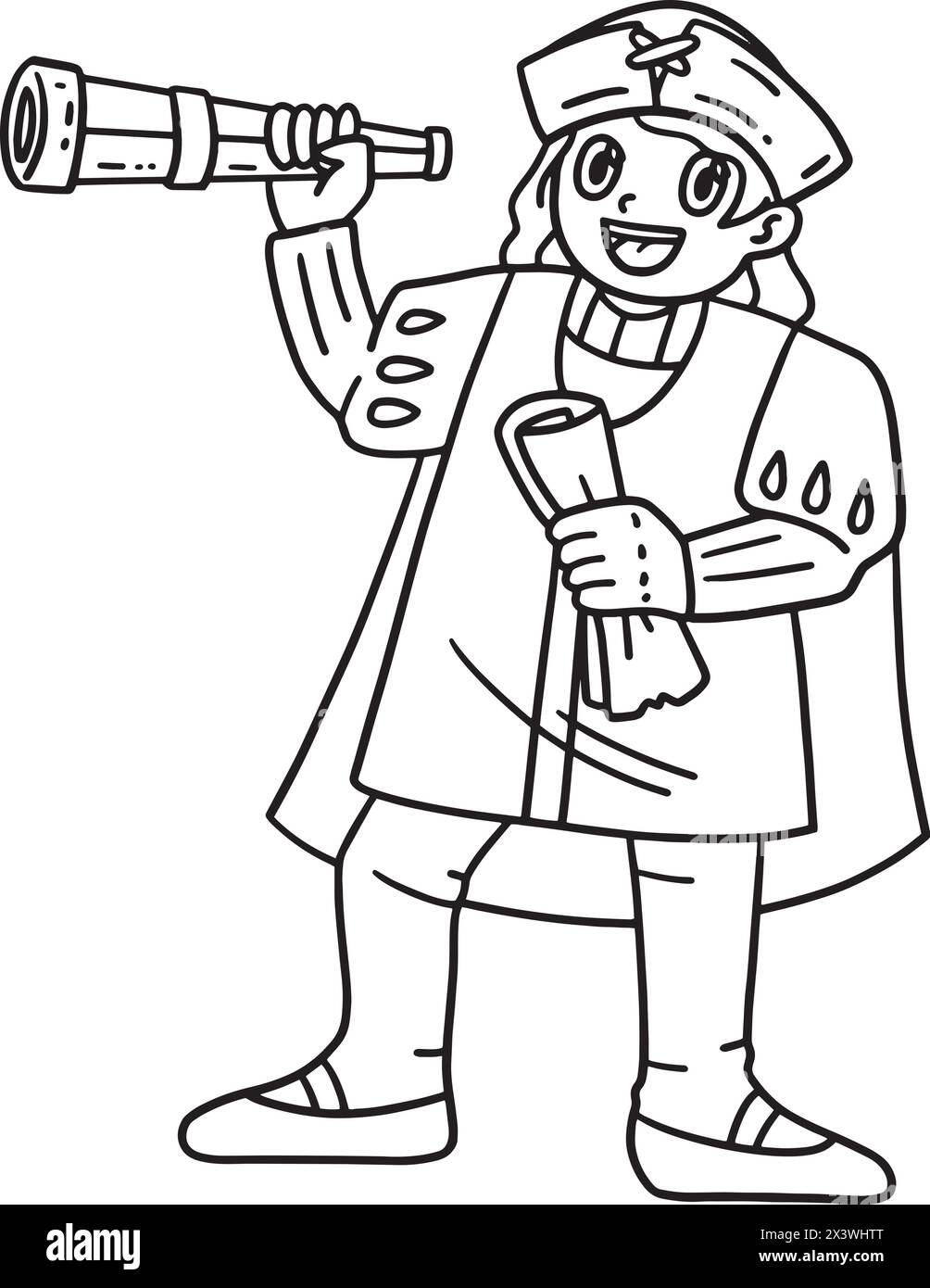 Columbus Day Man with Scroll Telescope Isolated Stock Vector Image ...