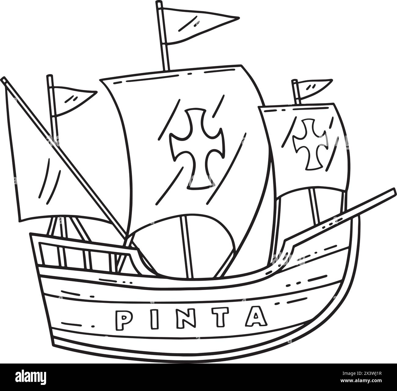 Columbus Day Pinta Ship Columbus Day Isolated Stock Vector Image & Art ...