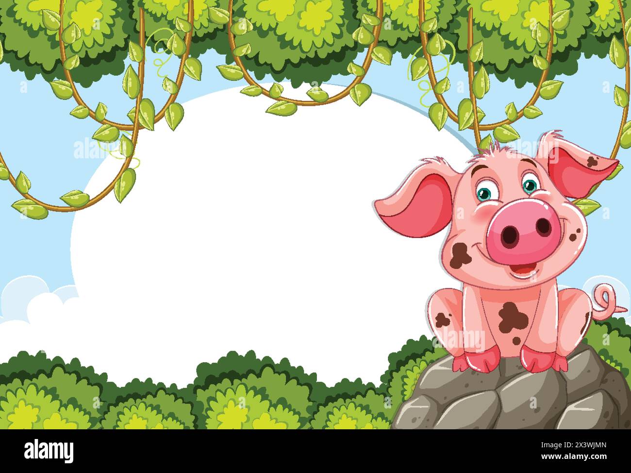 Happy pig outdoors Stock Vector Images - Alamy