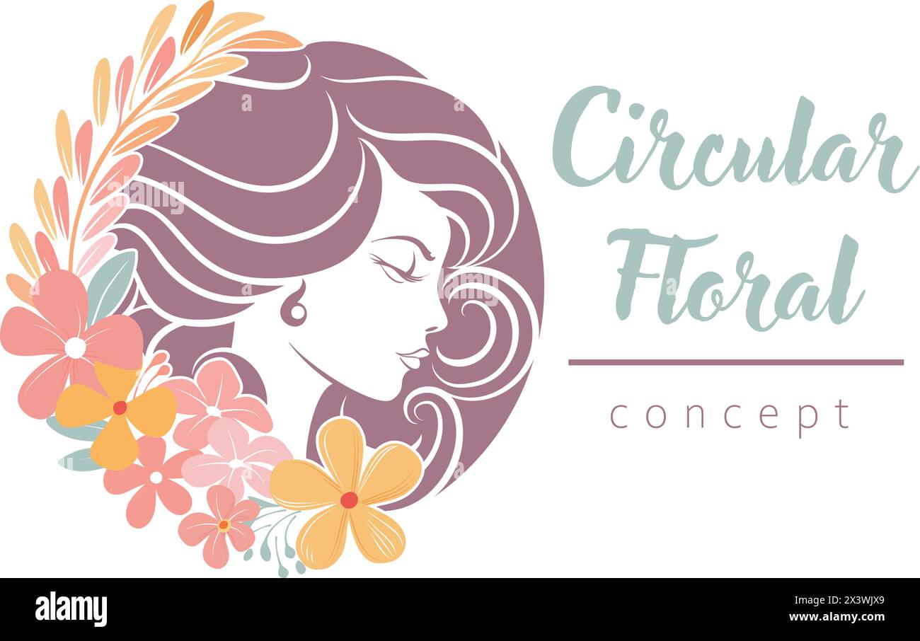 Woman studio beauty flowers leaves Stock Vector Images - Alamy