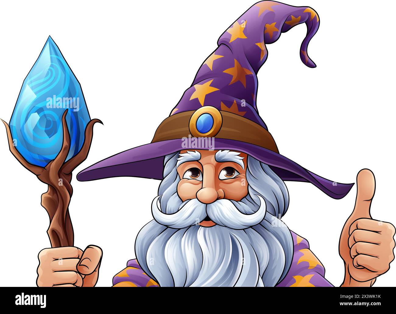 Wizard Merlin Cartoon Beard Magician Man Character Stock Vector Image ...