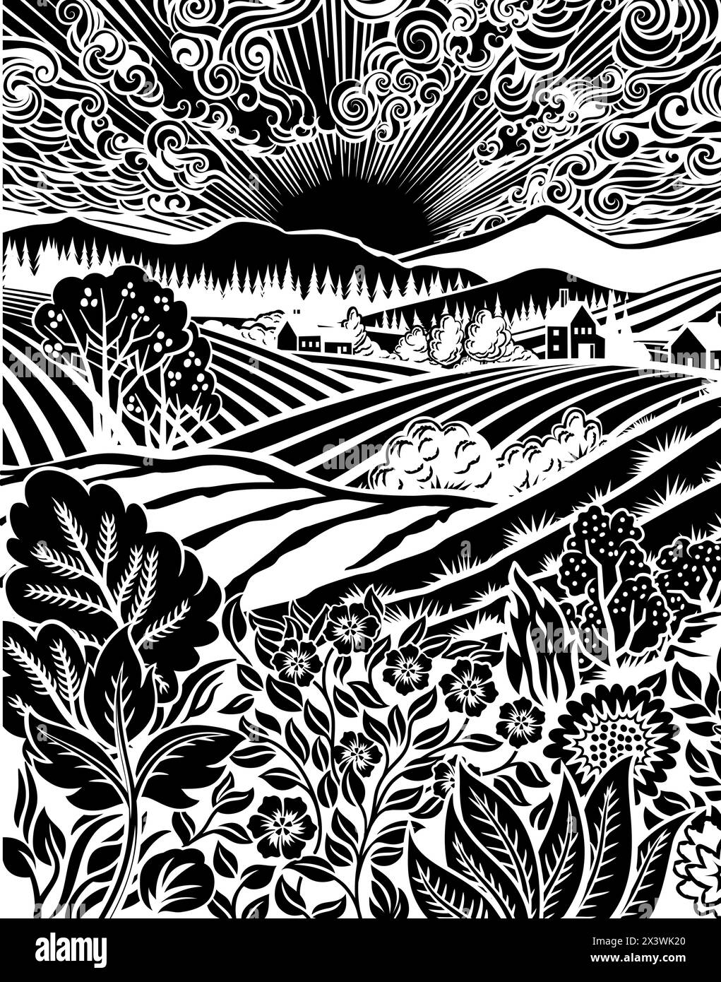 Hill background Black and White Stock Photos & Images - Alamy