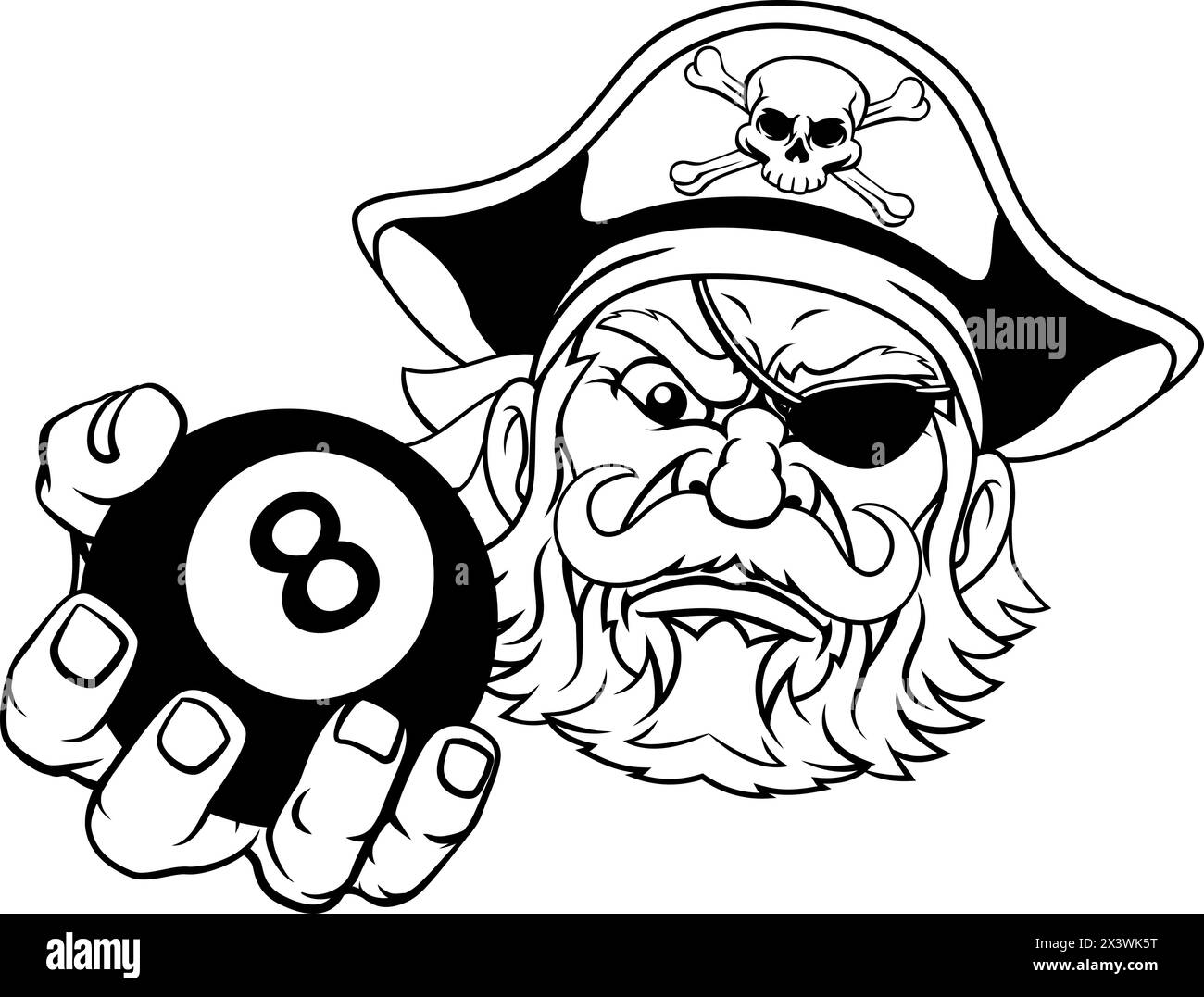 Pirate Angry Pool 8 Ball Billiards Mascot Cartoon Stock Vector Image ...