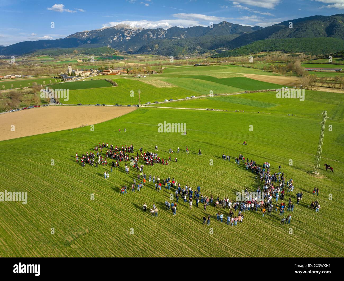 Aerial view of the Aplec de Talló festival at Easter Monday, in the ...