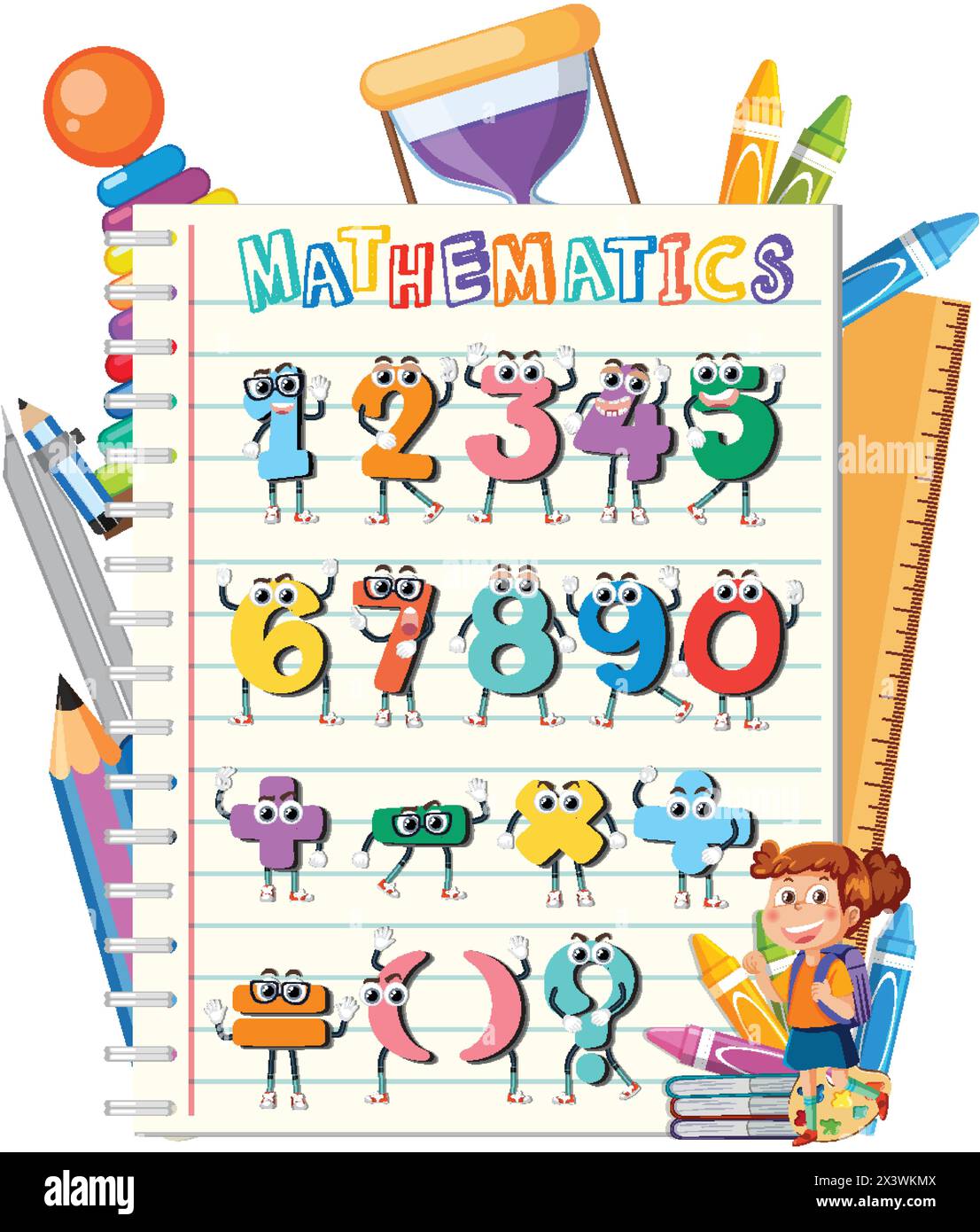 Cartoon kids and numbers in a fun math class Stock Vector Image & Art ...