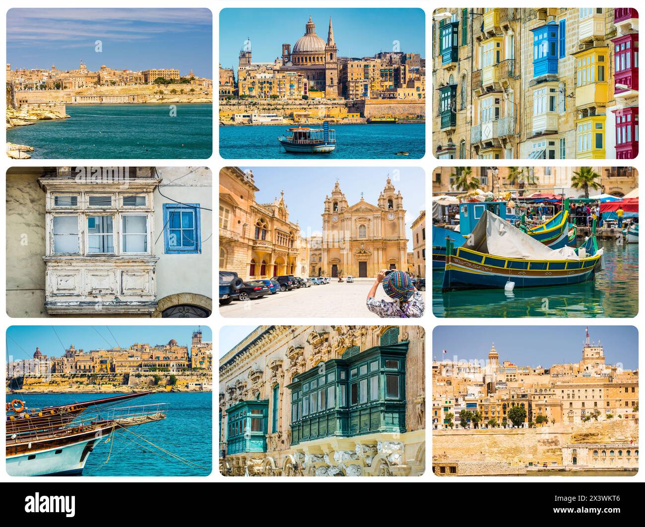 Maltese architectural details and sights in collage Stock Photo - Alamy