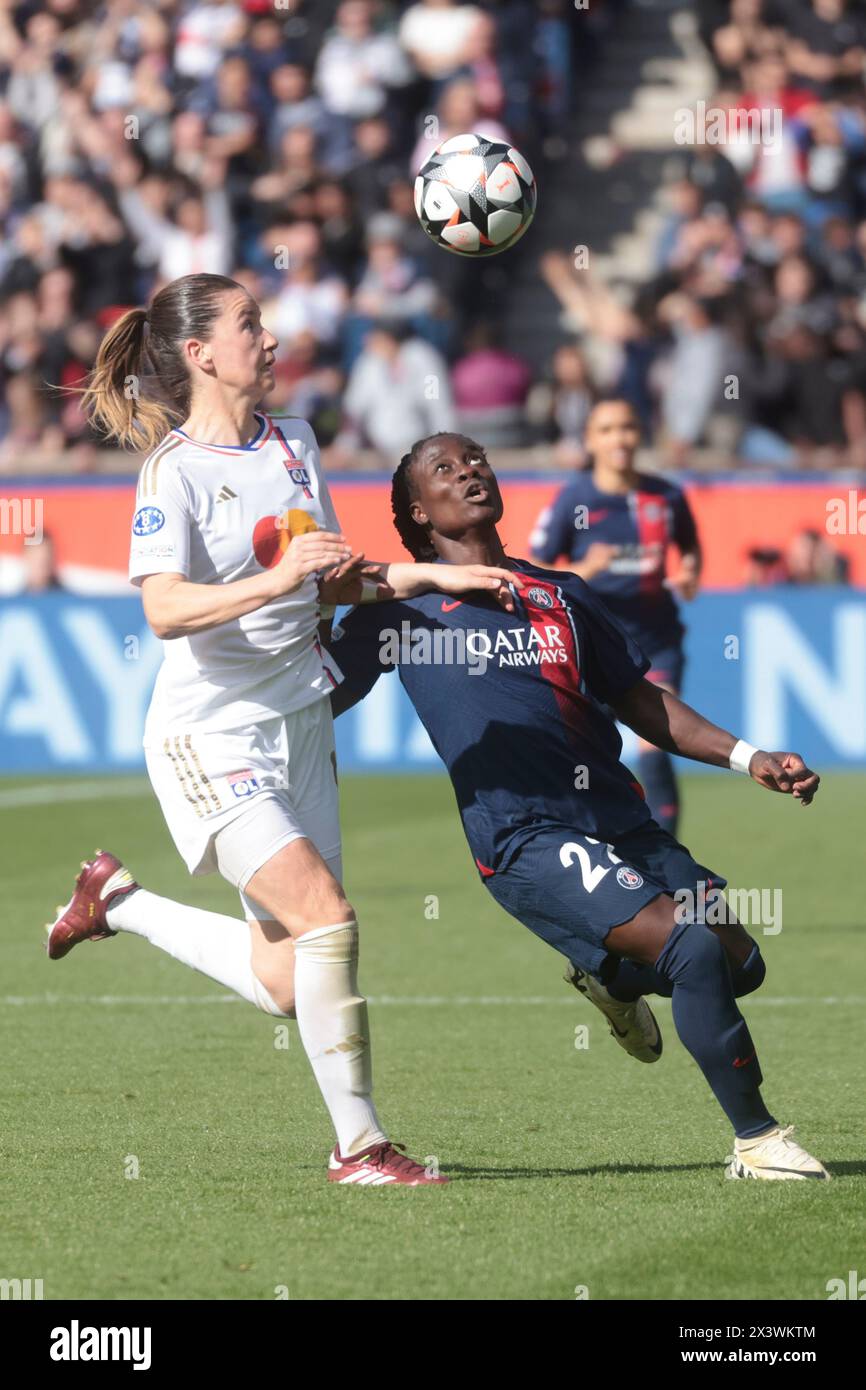 Paris, France. 28th Apr, 2024. Damaris Egurrola Wienke of Lyon, Tabitha ...