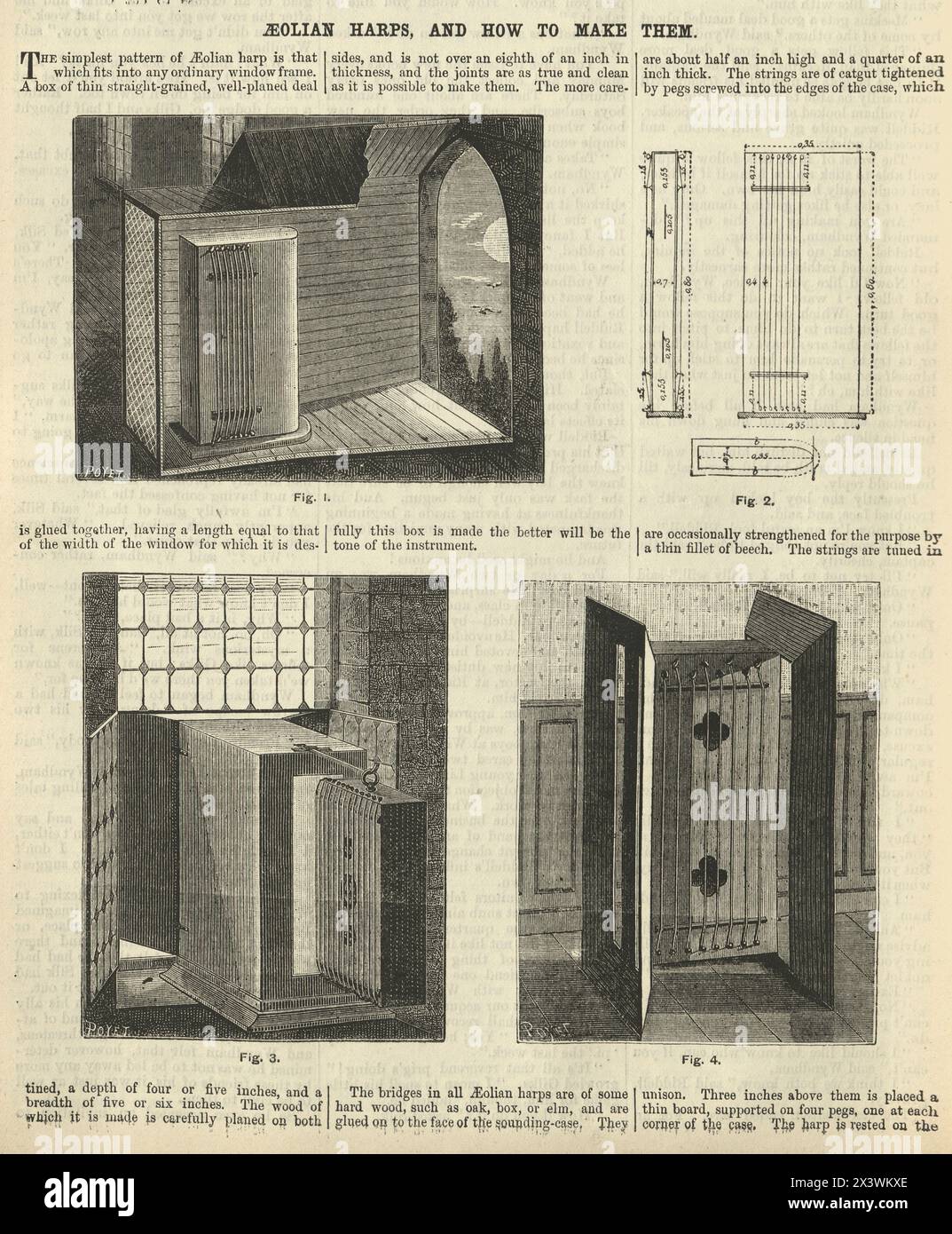 Vintage illustration Victorian, Aeolian harp a musical instrument that ...