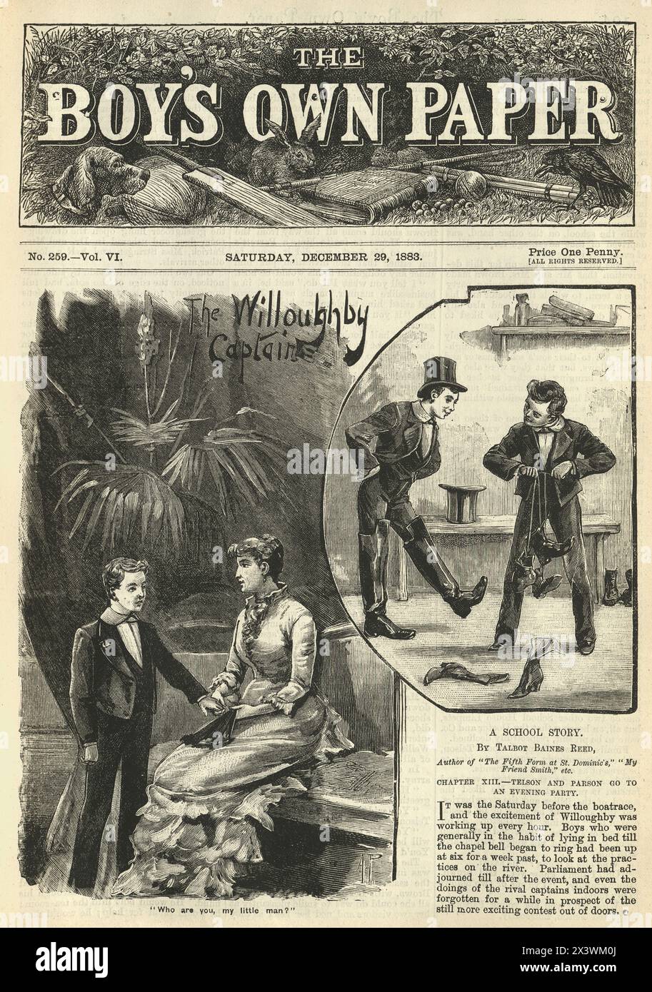 Vintage illustration Willoughby Captains, Victorian public school boys ...
