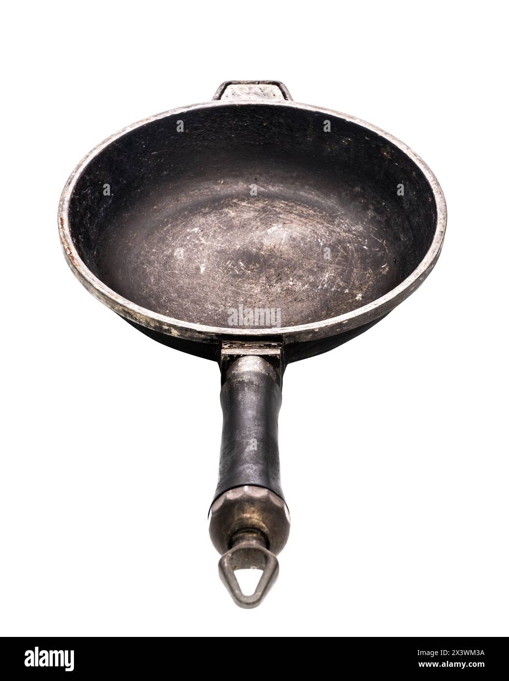 Old empty cast iron frying pan isolated on white background Stock Photo ...