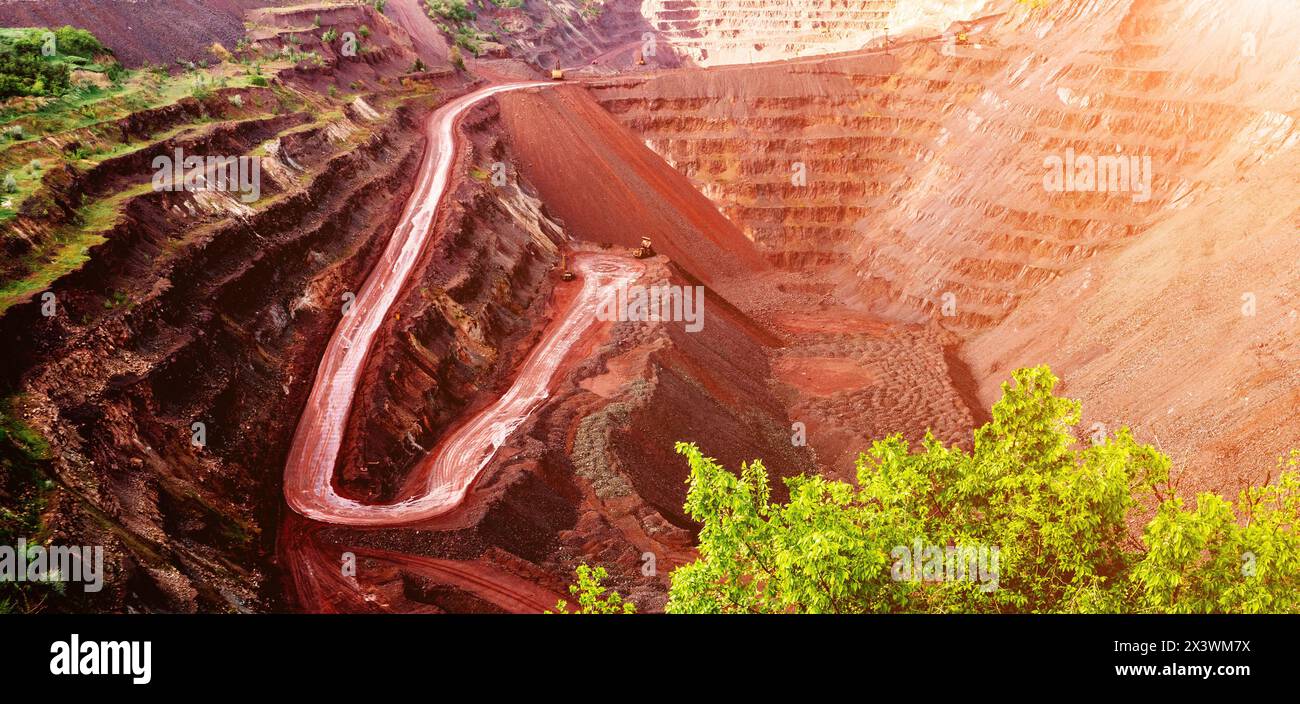 Open coal mining pit with heavy machinery in Kryvyi Rih, Ukraine ...