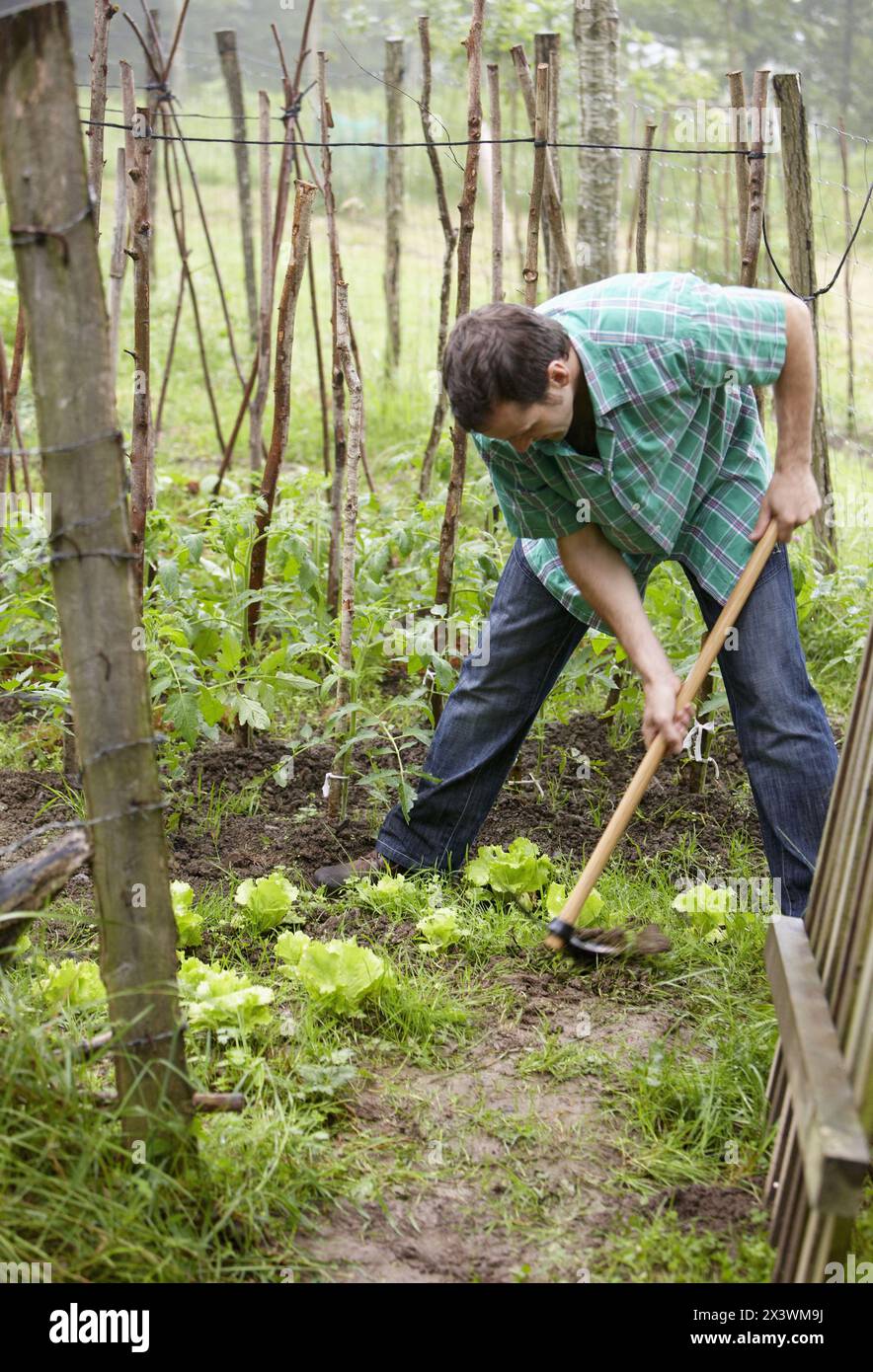 Farmer using hoe hand tool hi-res stock photography and images - Alamy