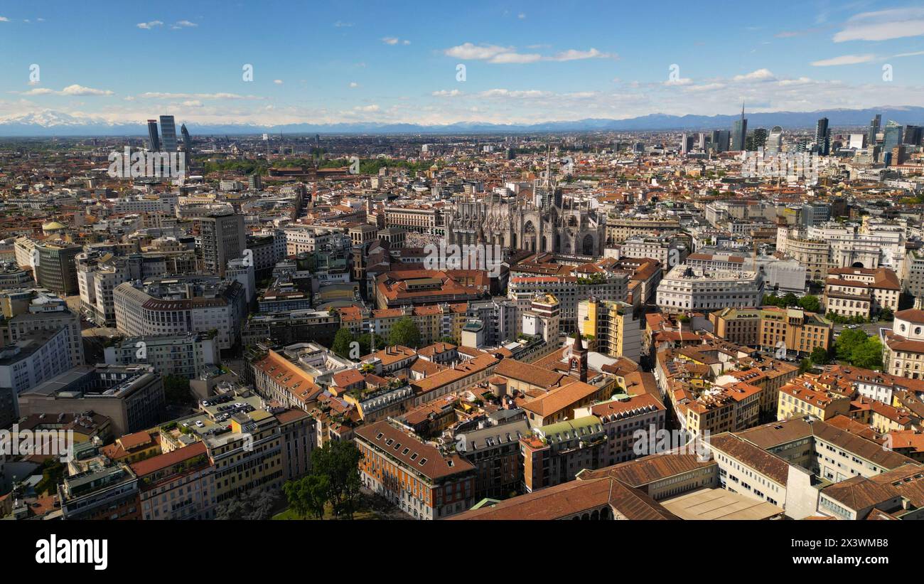 Milan aerial panoramic view. Milan is a capital of Lombardy and the ...