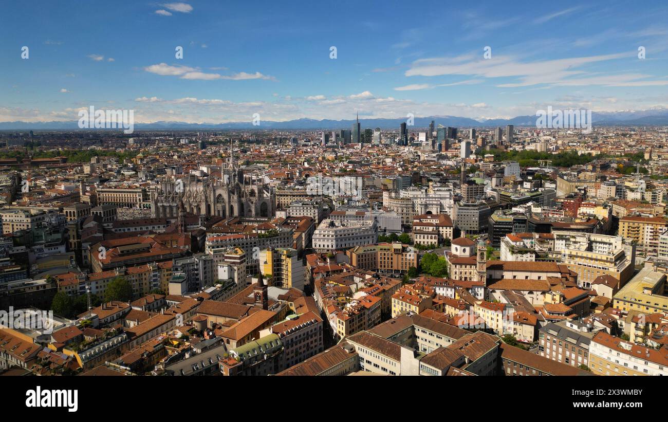 Milan aerial panoramic view. Milan is a capital of Lombardy and the ...