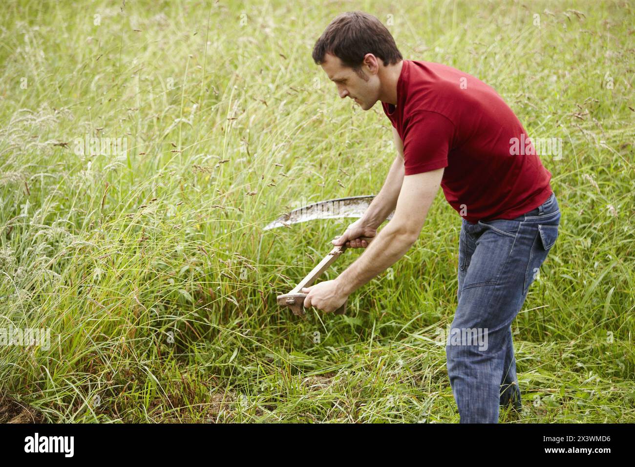 Man using scythe hand hi-res stock photography and images - Alamy