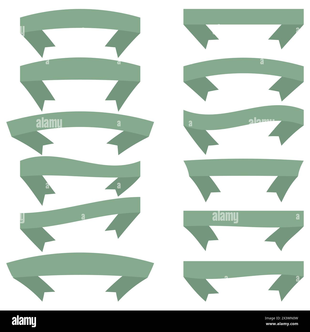 Set of twelve green ribbons and banners for web design. Great design ...