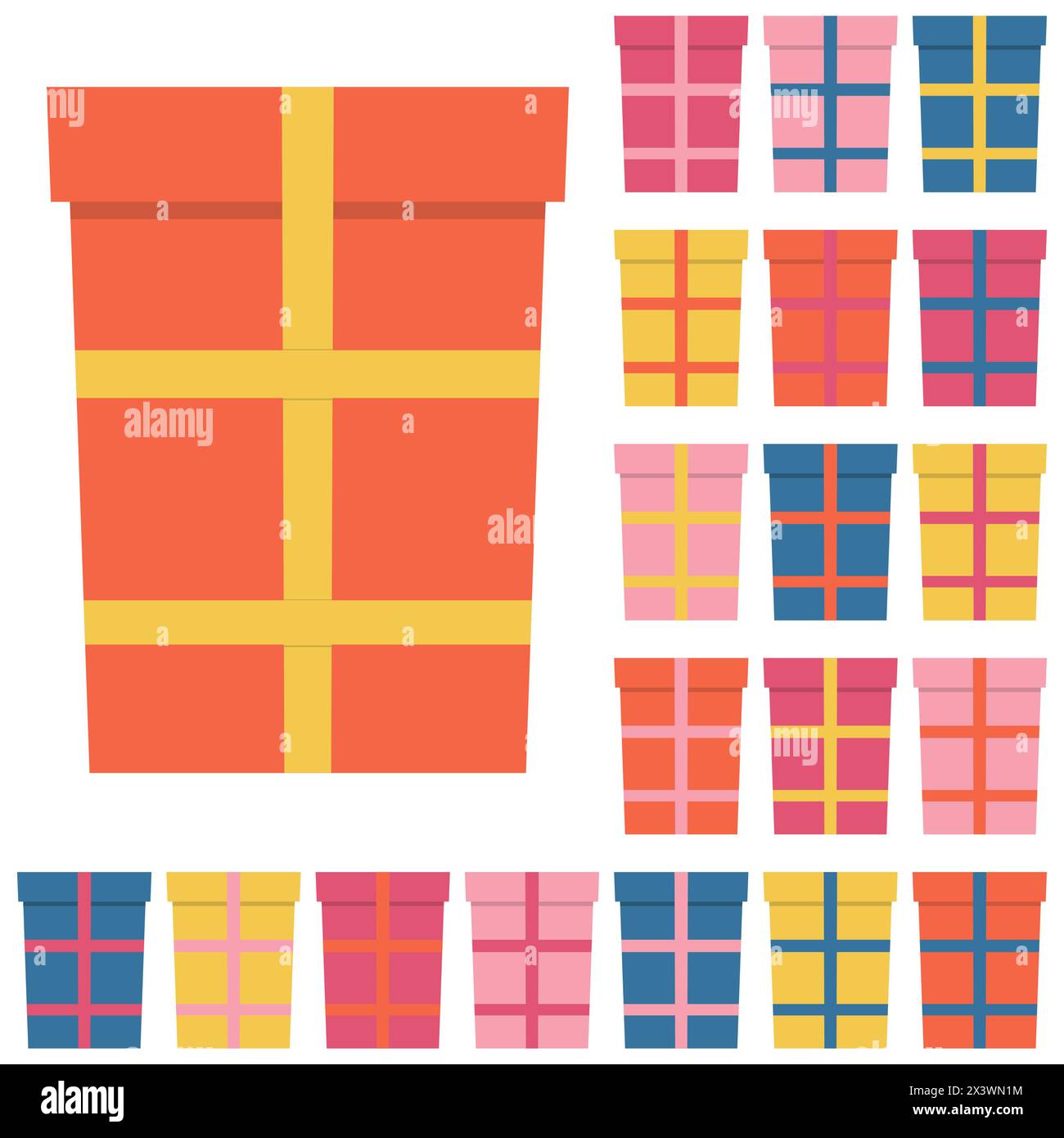 Collection of twenty multi colored gift boxes. Vector illustration ...
