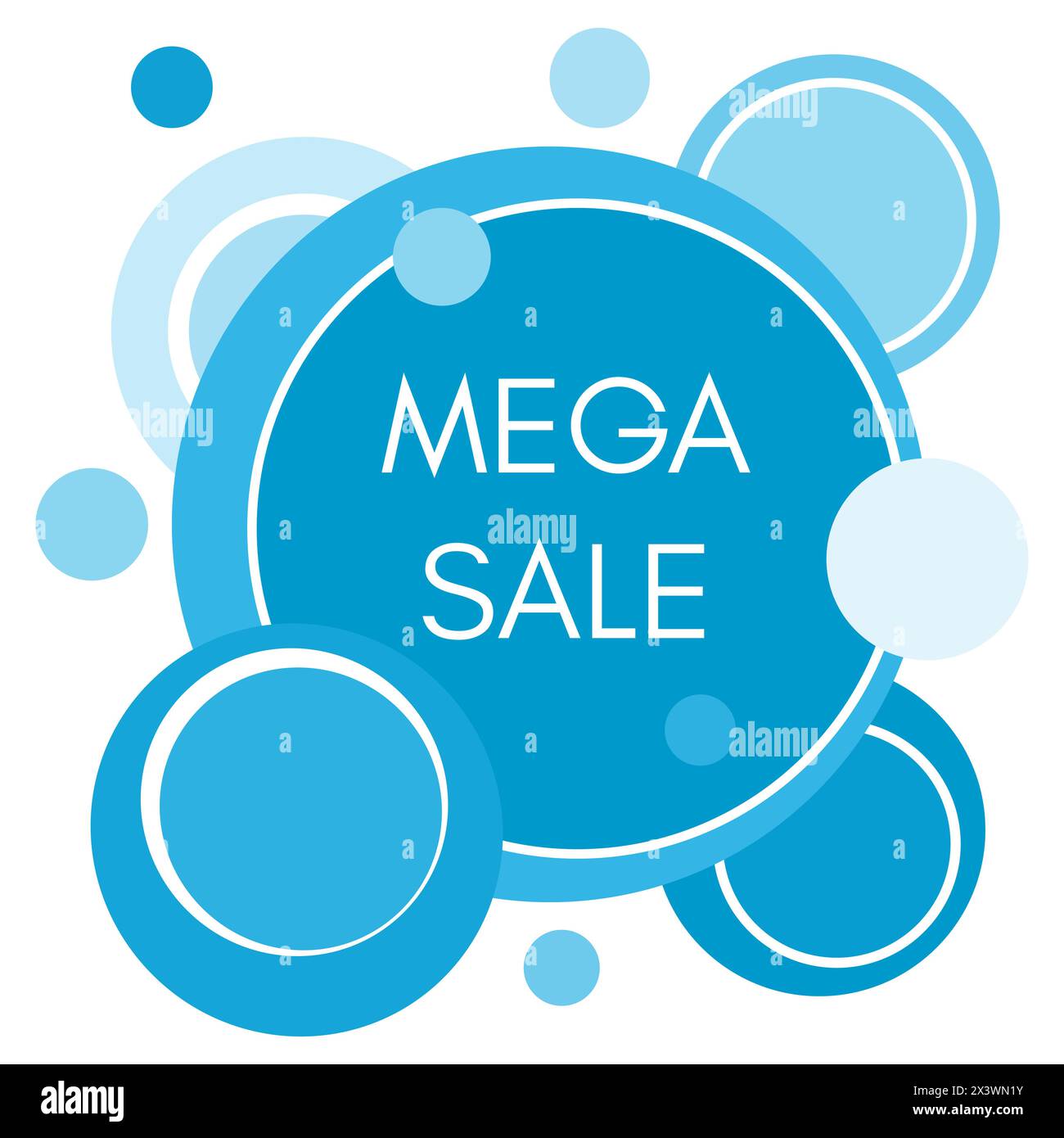 Mega sale sticker with abstract blue round forms. Vector illustration ...