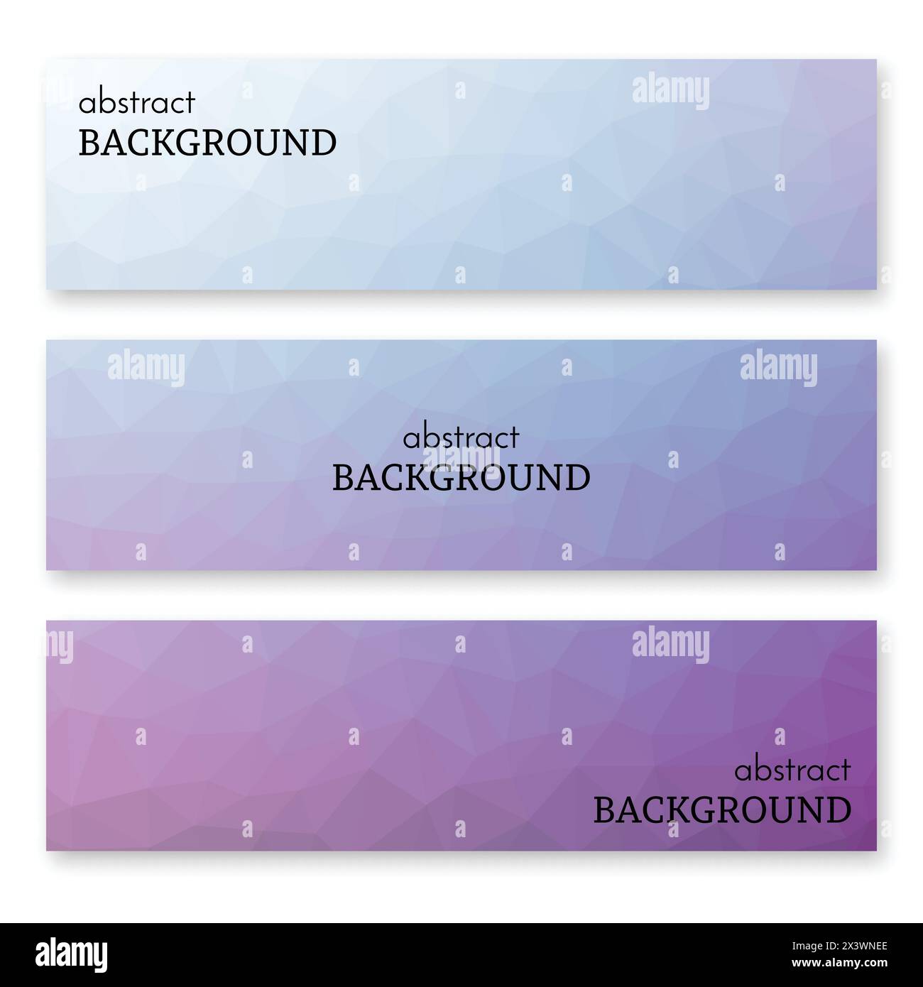 Set of three purple banners in low poly art style. Background with ...