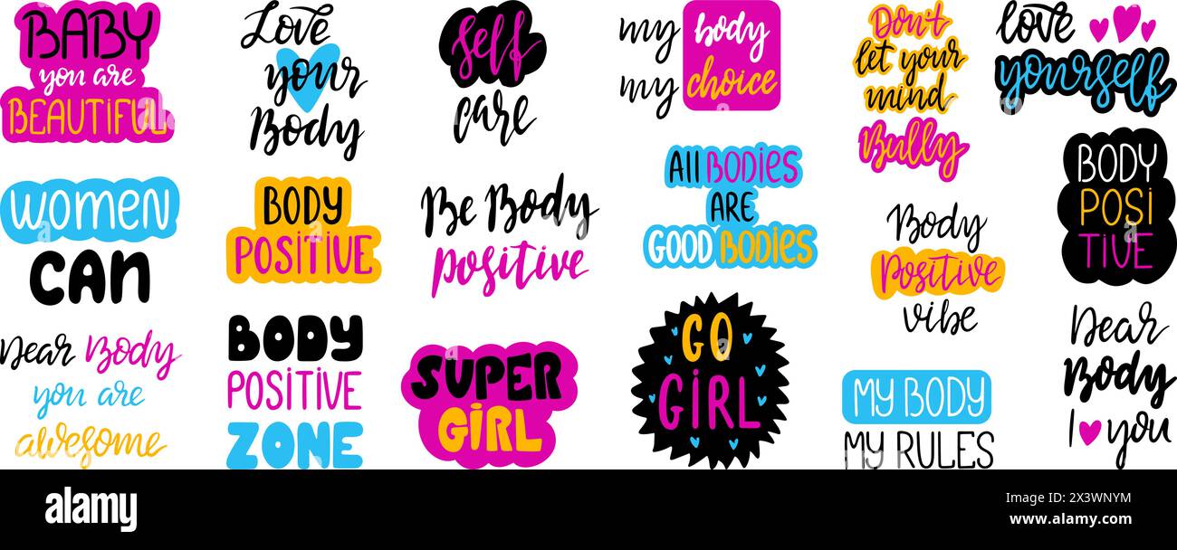 Body positivity lettering. Female quotes, feminist motivational ...