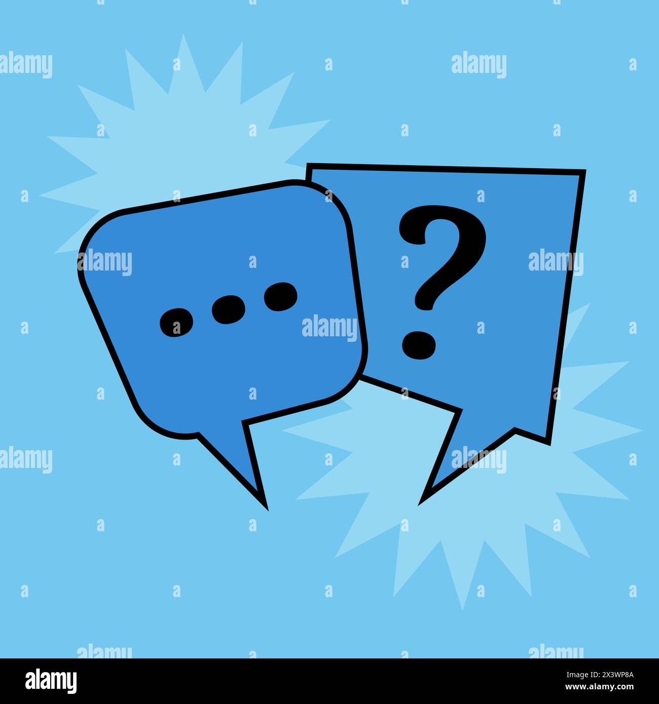 Communication speech bubbles on blue background. Vector illustration ...