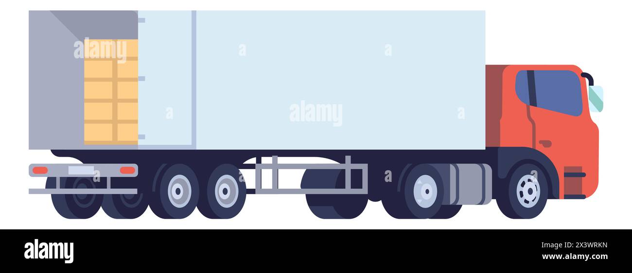 Logistics cargo. Automobile truck. Warehouse car. Boxes transportation ...