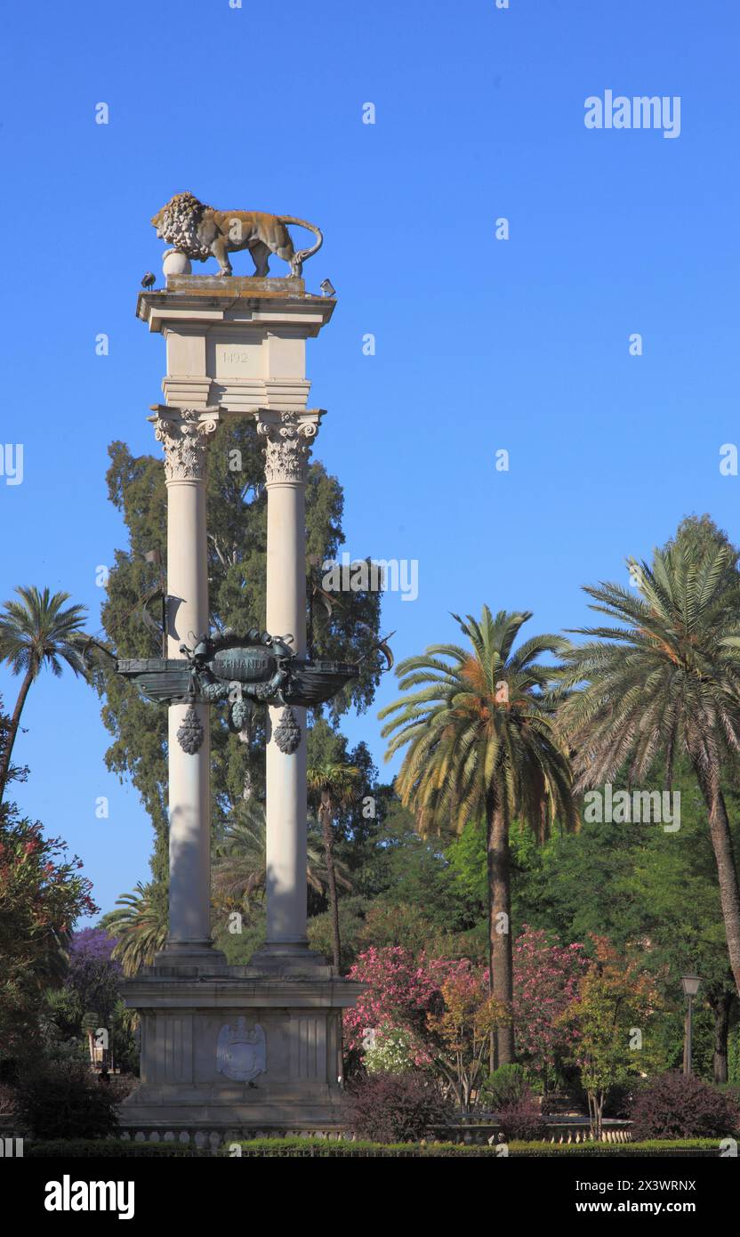 Spain, Andalusia, Seville, Jardines de Murillo, Cristobal Colon ...