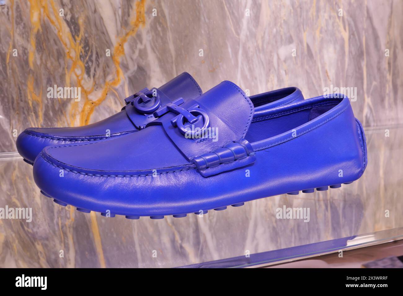 FERRAGAMO SHOES FOR MEN ON DISPLAY INSIDE THE FASHION STORE Stock Photo ...