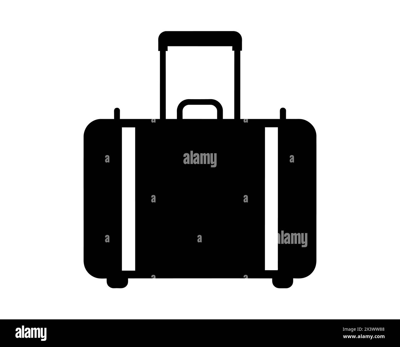Black rolling suitcase silhouette isolated on white background ...