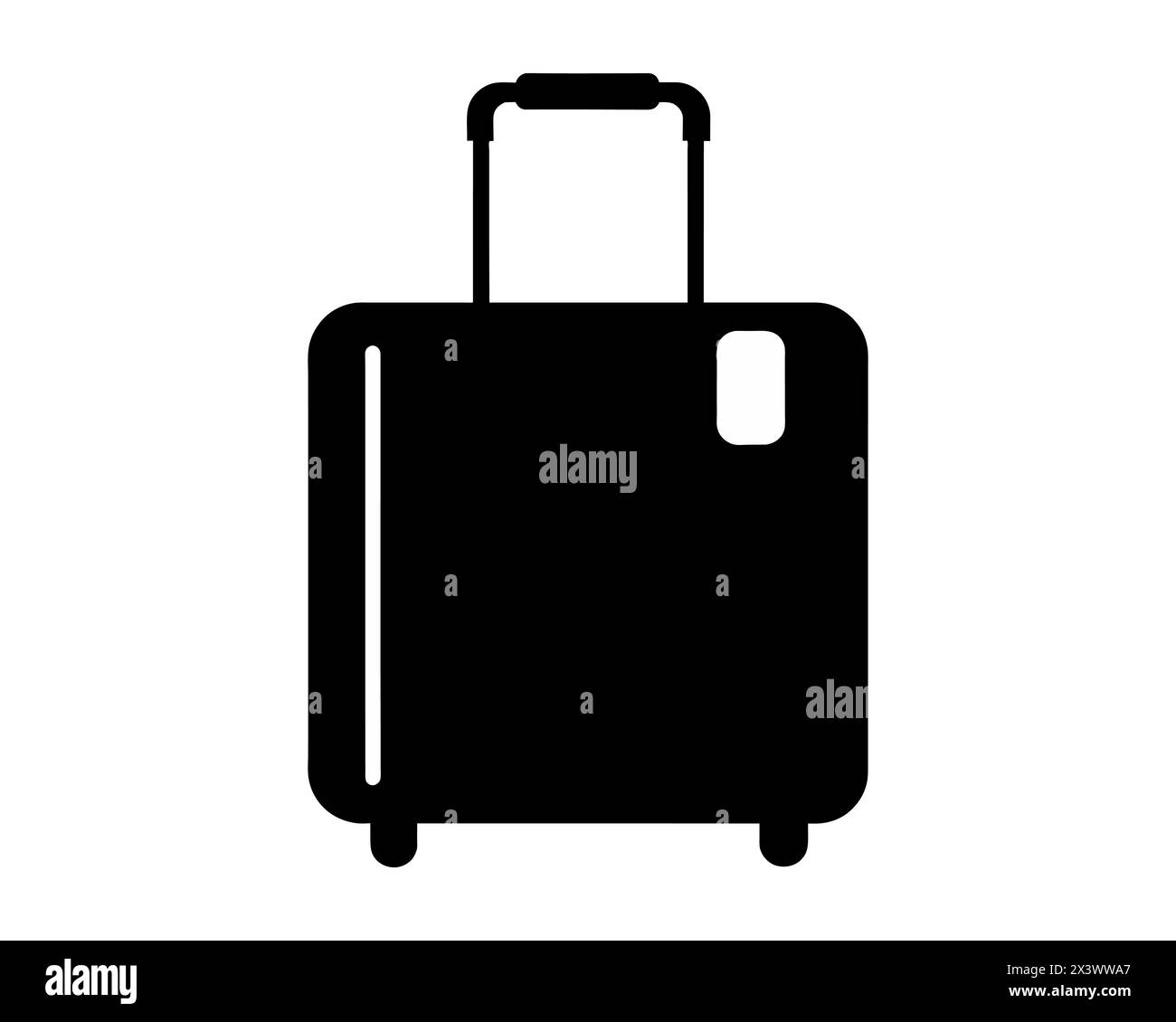 Black rolling suitcase silhouette isolated on white background ...
