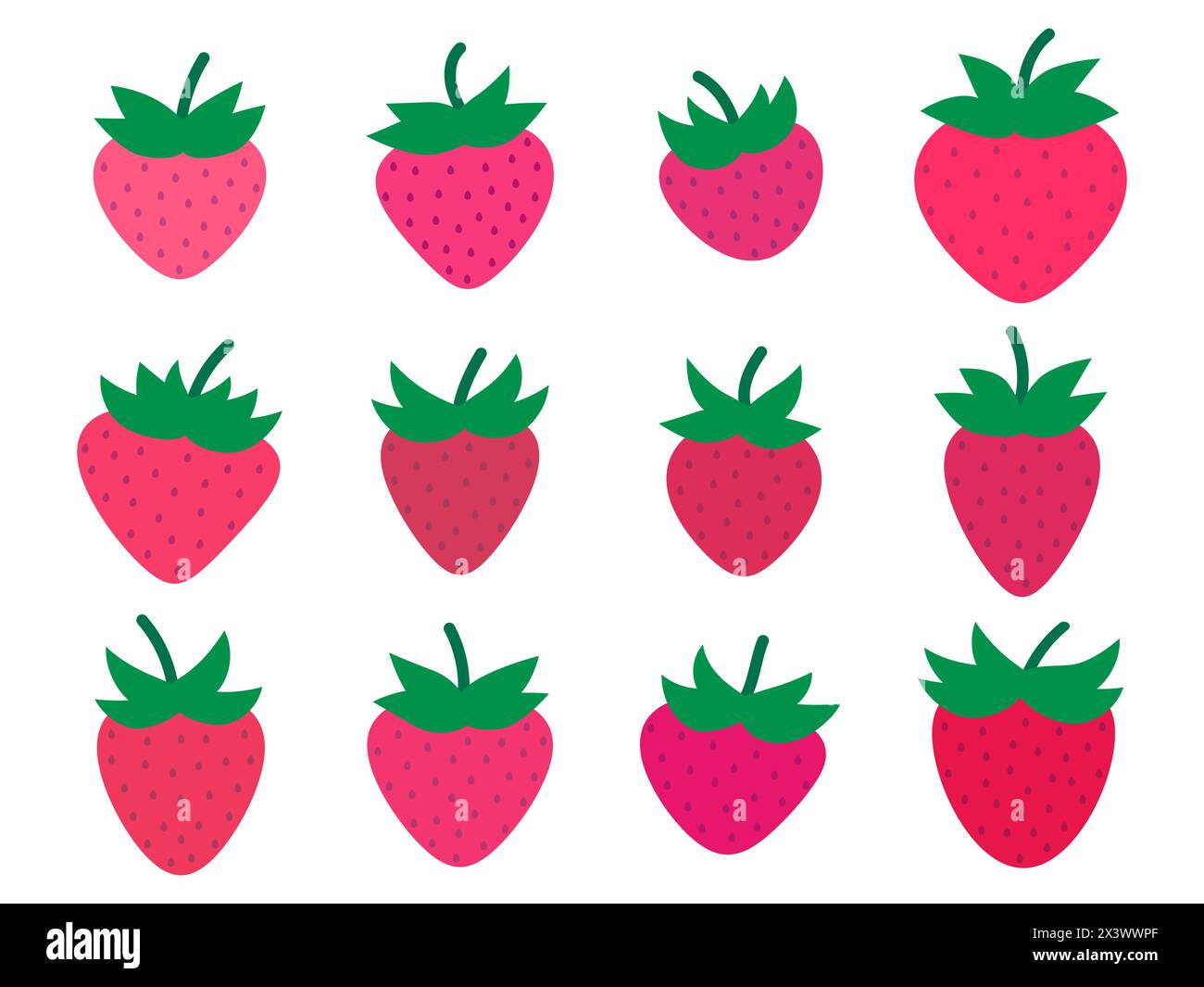Set of strawberry icons in a minimalistic style isolated on a white ...
