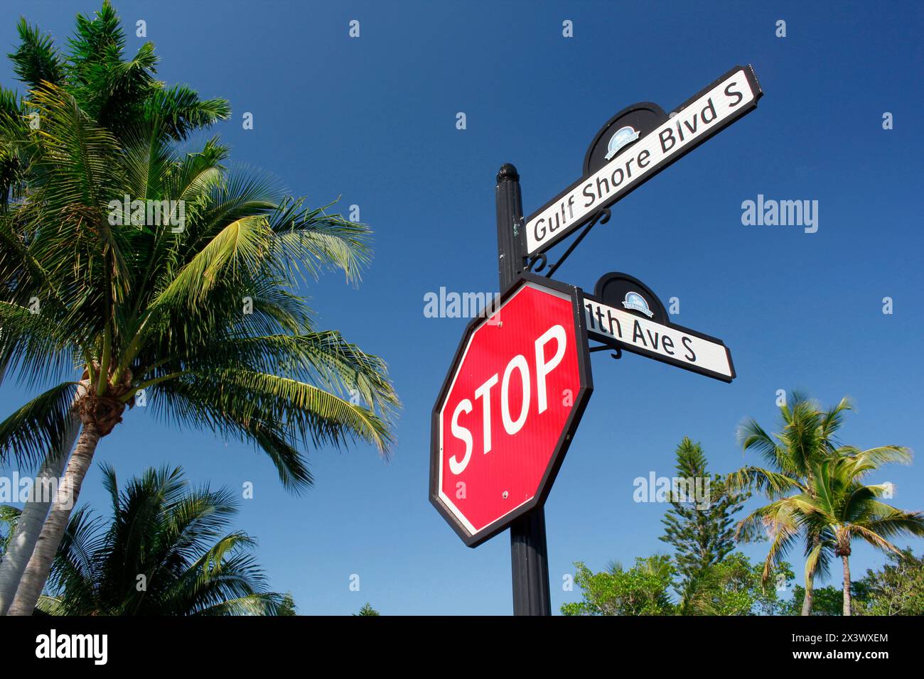 USA. Florida. Naples. Downtown. Residential district. Road signs Stock ...