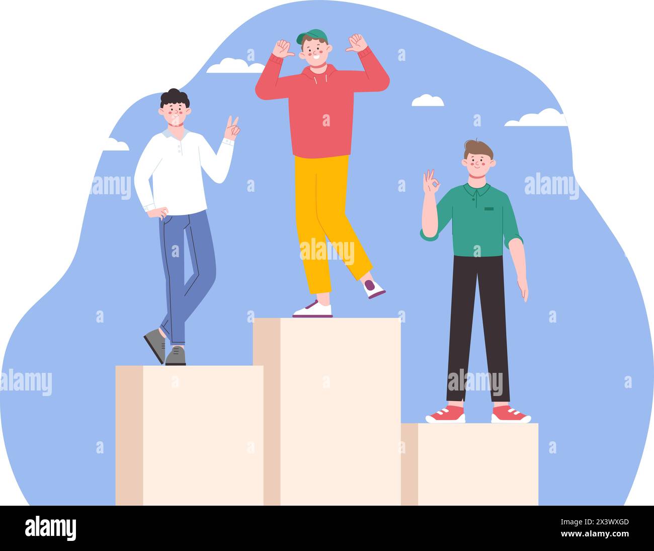 Men on the victory podium Stock Vector Images - Alamy