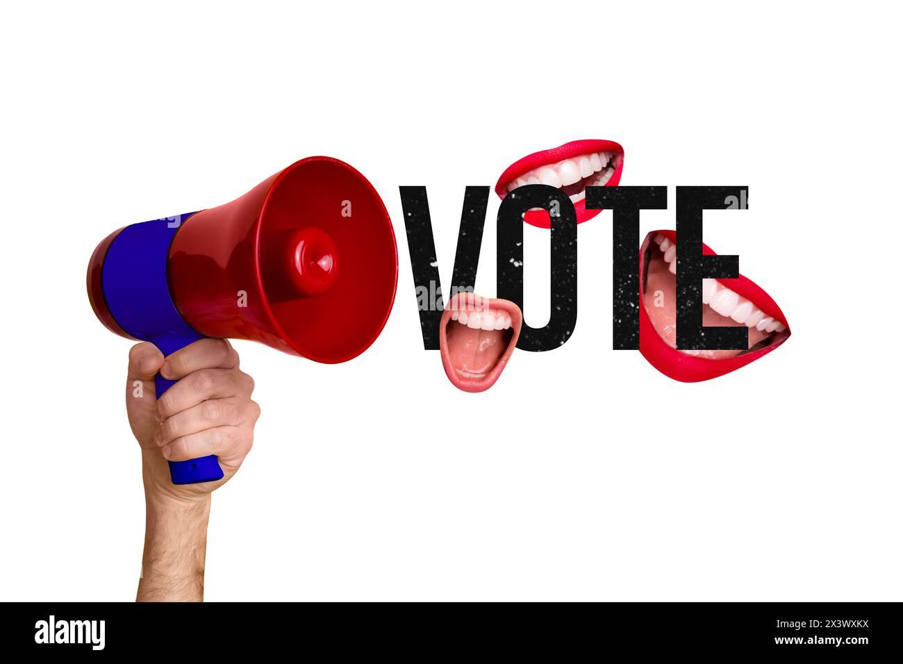 Creative poster collage vote agitation loudspeaker vote psychedelic ...