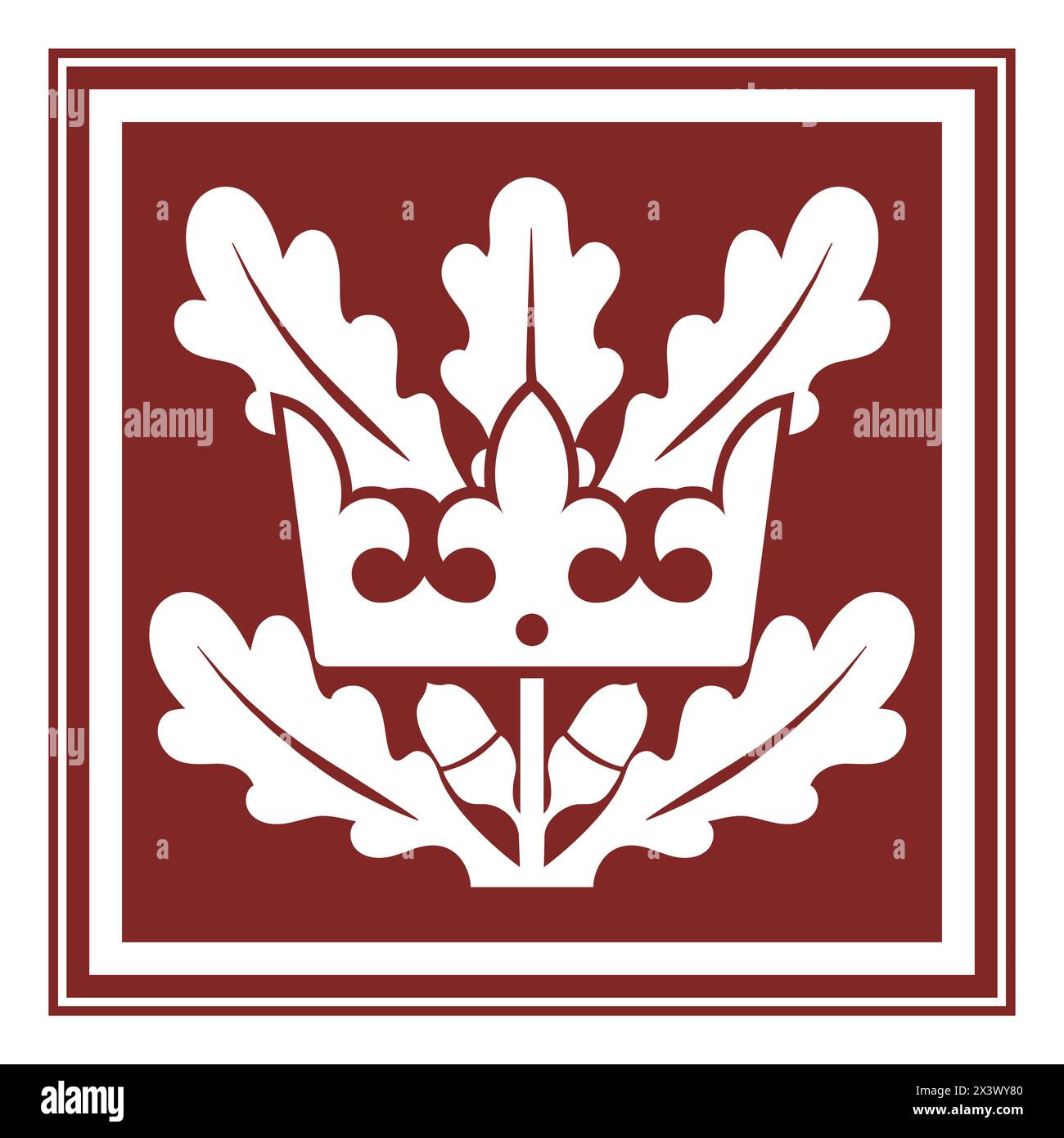 Medieval style design. Royal crown in oak leaves painted in vintage ...