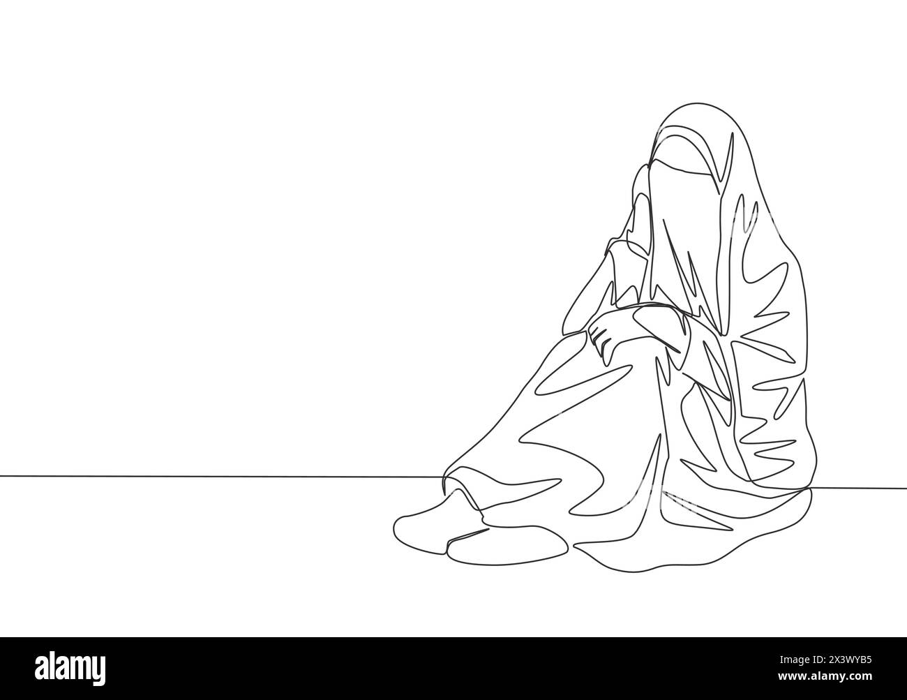 Single continuous line drawing of young attractive middle east muslimah ...