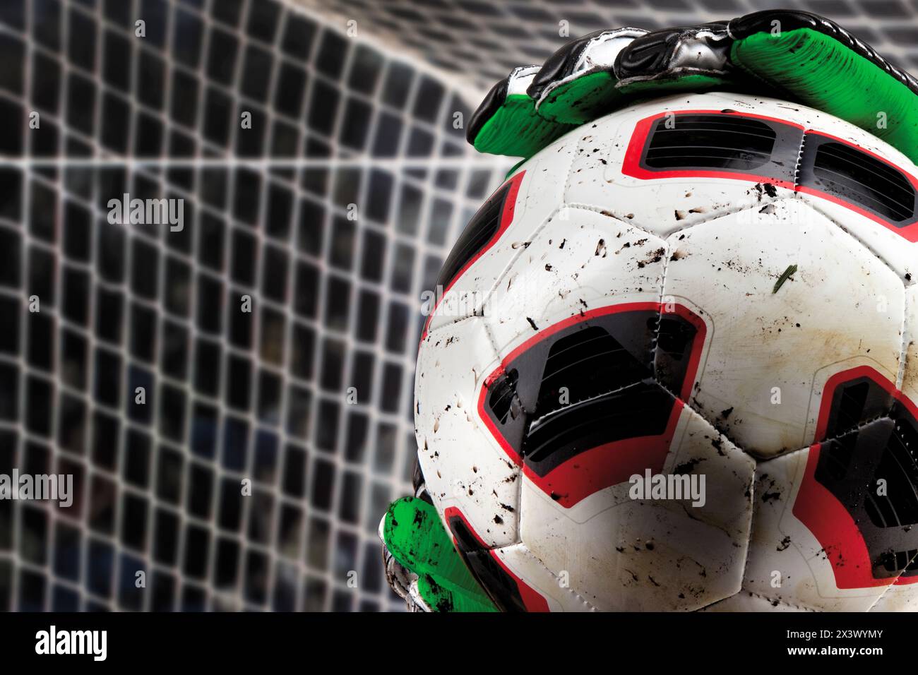 Football goalkeeper catching a ball. Gloves and ball. Competition Stock ...