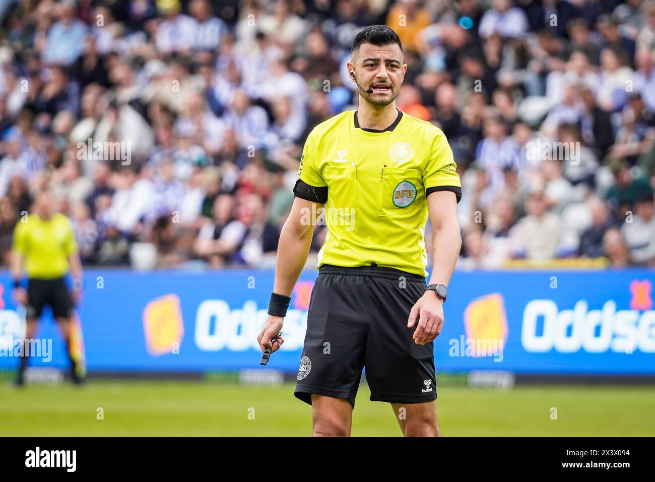 Odense, Denmark. 28th, April 2024. Referee Aydin Uslu seen during the ...