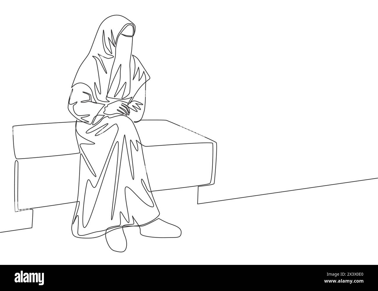 Single continuous line drawing of young attractive middle east muslimah ...