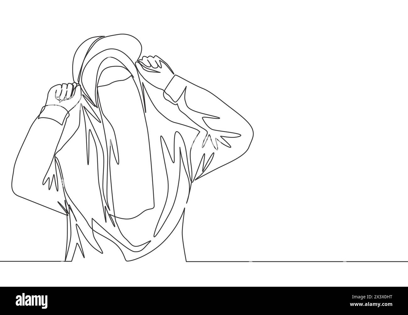One continuous line drawing of young cute beauty middle east muslimah ...