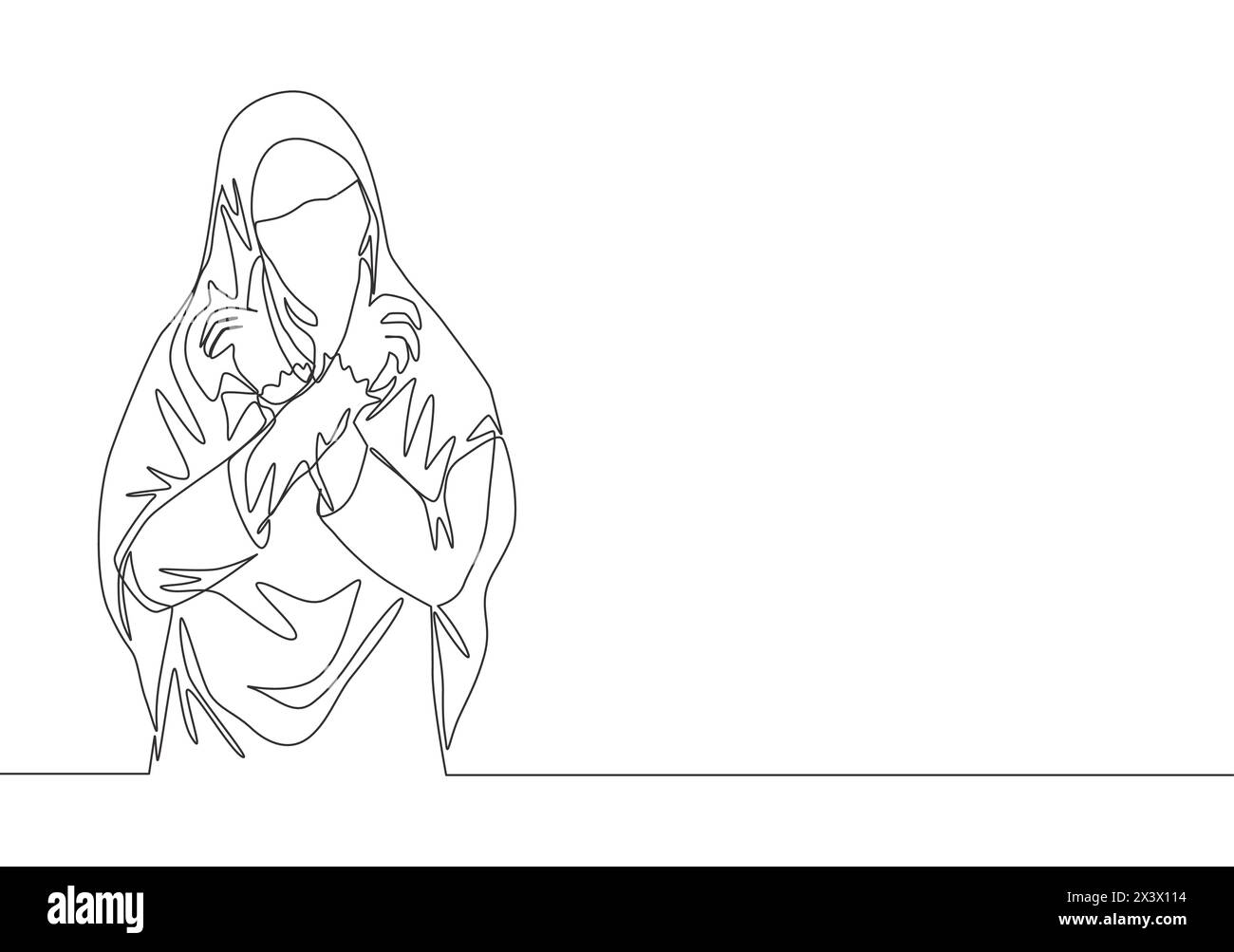 Single continuous line drawing of young beauty cute middle east ...