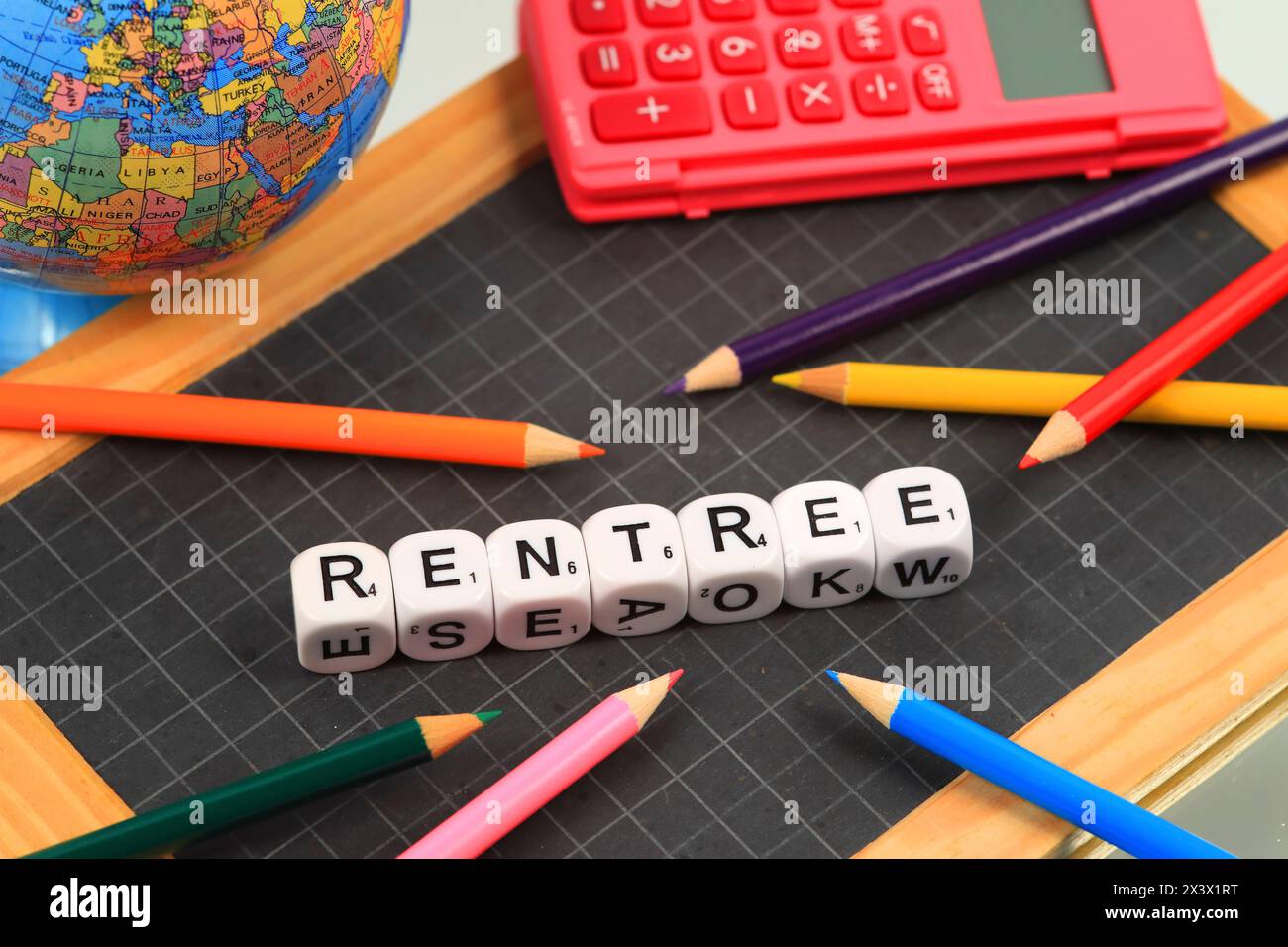Back to school themed still life Stock Photo - Alamy
