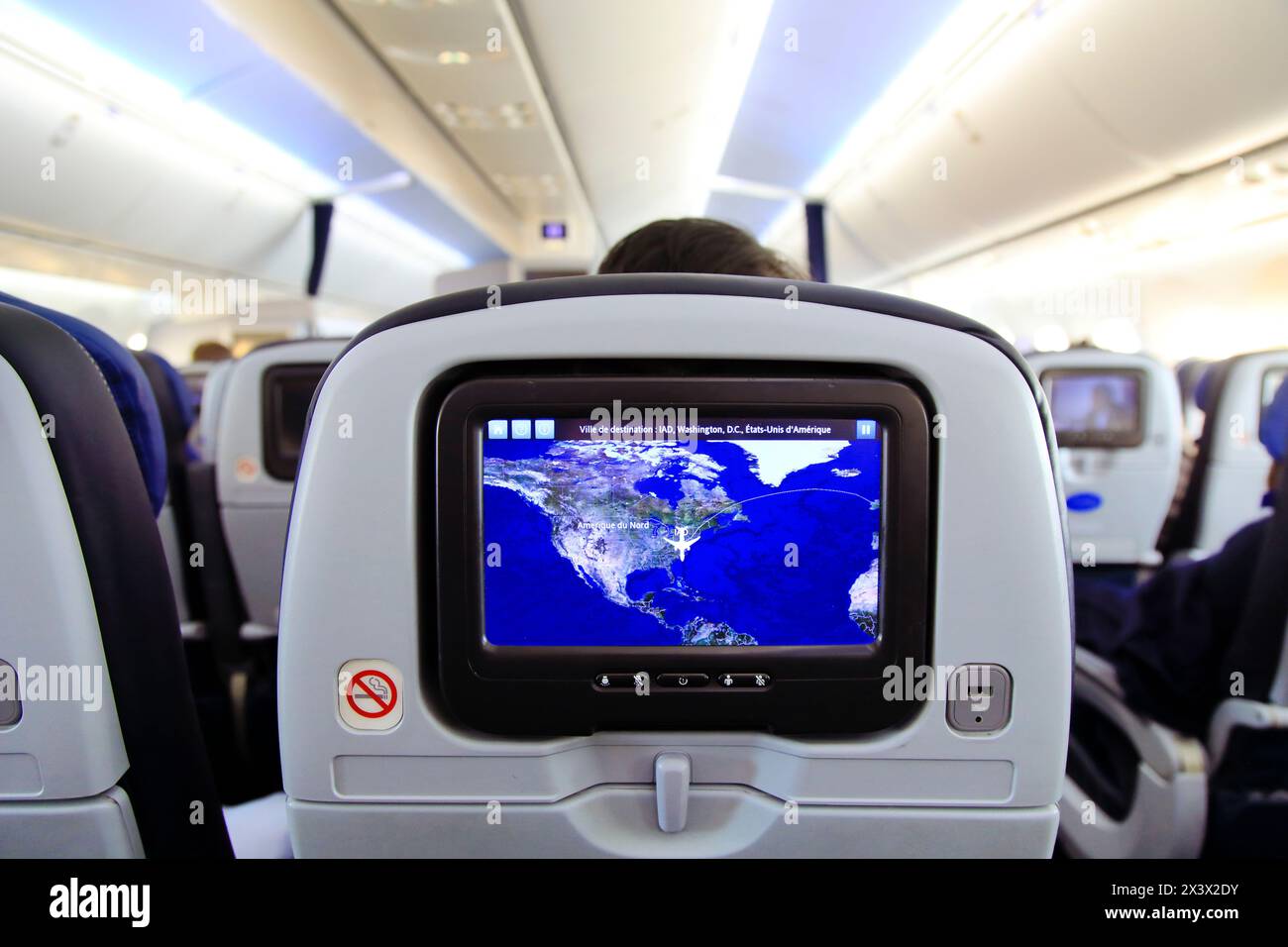 United airlines, aircraft, screen on seat Stock Photo - Alamy