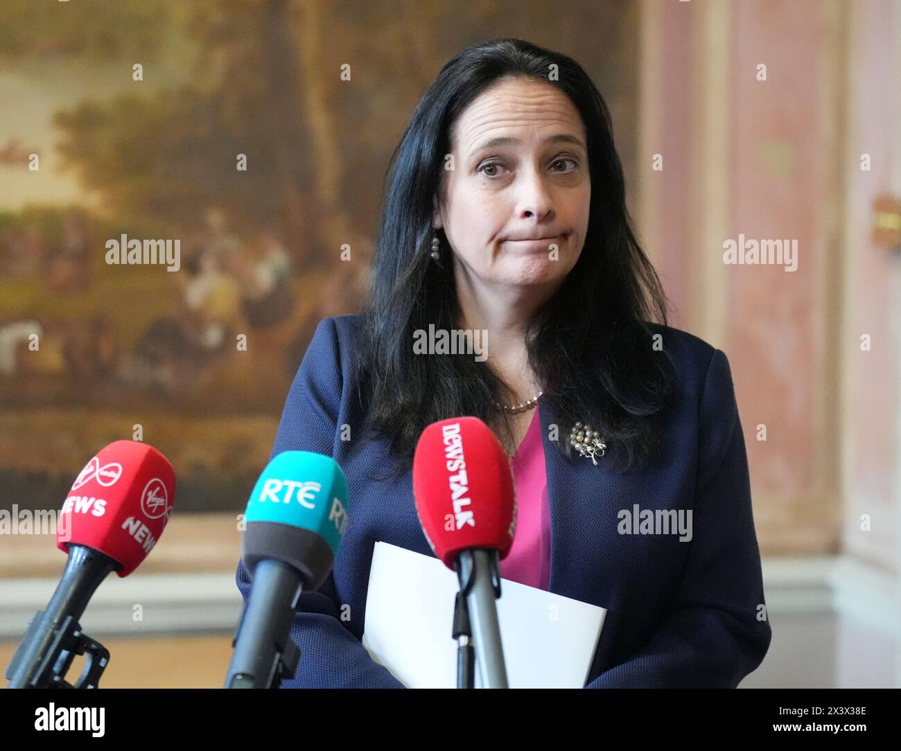 Culture Minister Catherine Martin speaking to the media at the National ...